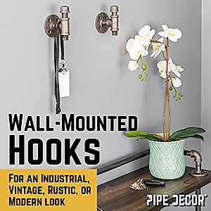 PIPE DECOR DIY Tee-Shaped Wall Hook Kit (2 Pack), Heavy Duty Industrial Coat Hooks, Wall Hooks for Kitchen or Hallway