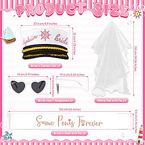 JaGely 4 Pcs Bachelorette Party Accessories for Bride Captain Hat with Veil, Bride Sash Sunglasses for Bridal Shower Wedding(Classic Style)