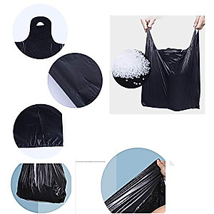YYaaloa 100 pcs Small Black Trash Bags with Handles 14x22 Super Thick plastic Rubbish Bags,T-shirt bags,Wastebasket Bags for Office, Picnic,Kitchen, Bulk Bags (Black 100 pack)