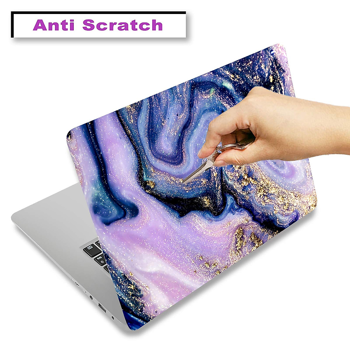 ArtSo Laptop Skin Sticker Decal,16.5” 17” 17.3 inch Laptop Universal Netbook PC Notebook Vinyl Reusable Skin Sticker Cover Art Case Protector Personalized, Free 2 Wrist Pad,Purple Marble