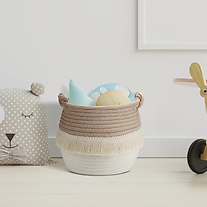 Followarm Rope Basket for Organizing 9"x7" Woven Baby Laundry Basket Nursery Toy Basket Baby Shower Basket for Gifts Empty Boho Basket for Decor Living Room Bedroom Shelves