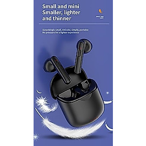 WesTch True Wireless Earbuds Bluetooth 5.3 Headphones Button Control with Wireless Charging Case IPX4 Waterproof Stereo Earphones Half in-Ear Built-in Mic Headsets (Black)