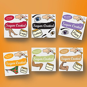 Sugar Coated Hair Removal Wax Kit for Leg Waxing, Sugar Wax for Leg Hair Removal with Wax Strips, Gentle and Non-Damaging Waxing Kit, Contains Essential Rosehip Oil to Moisturise Skin 200g