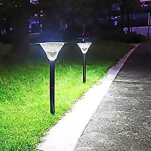 Solar Pathway Lights Outdoor,High Lumens Landscape Path Lights,IP65 Waterproof Auto On/Off White Solar Driveway Light,Long Lasting LED Solar Walkway Back Yard Lights for Garden Lawn Patio Walkway-2PCK