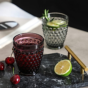 EVEREST GLOBAL Hobnail Old Fashion Iced Beverage Tumblers 10 oz. set of 6 Drinking Glasses for Water Wine Soda Whiskey Juice Milk Beer Iced-tea for Dinner Parties Bars Restaurants