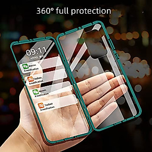 Jonwelsy Case for Samsung Galaxy S22 Ultra, 360 Degree Front and Back Clear Tempered Glass Full Body Protection Magnetic Adsorption Metal Bumper Frame Flip Cover for Samsung S22 Ultra (Burgundy)