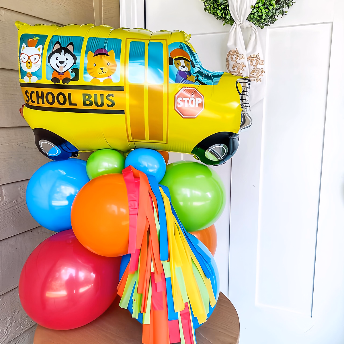CYMYLAR 11 Pcs Back to School Balloons/Large Yellow School Bus Balloon/Colorful School Bag Pencil Crayon Box Foil Balloons/Red Yellow Mylar Helium Star/School Teacher Party Supplies/Blue Latex Balloon
