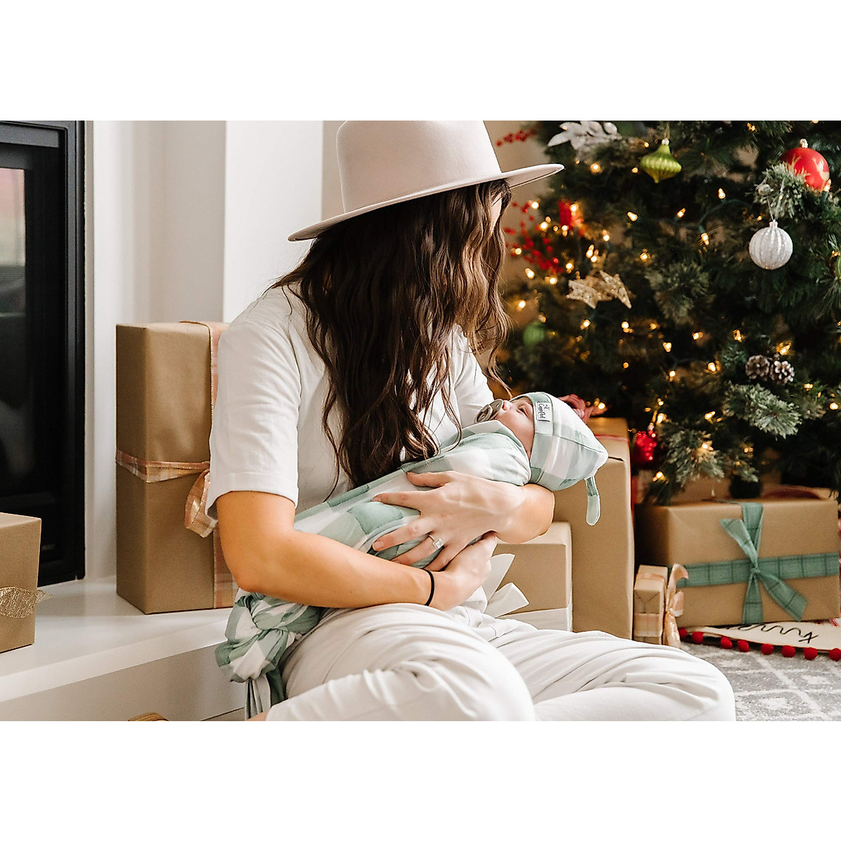 Large Premium Knit Baby Swaddle Receiving Blanket "Pine" by Copper Pearl