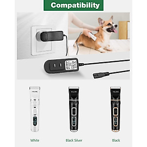 5V Power Cord Replacement HOLDOG Dog Clippers Charger for Professional Heavy Duty Dog Grooming Clipper 3-Speed Low Noise High Power Rechargeable Cordless Pet Grooming Tools