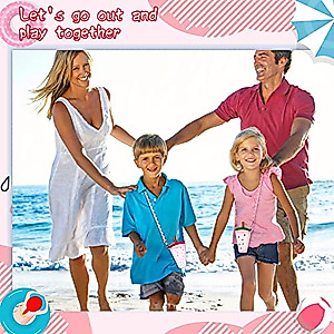 Honeydak 2 Pack Cute Water Bottle Watermelon Kawaii Plastic Water Bottles with Adjustable Shoulder Strap for Kids Girls Adult Sports for Milk Tea Juice Leakproof (Watermelon, Pitaya)