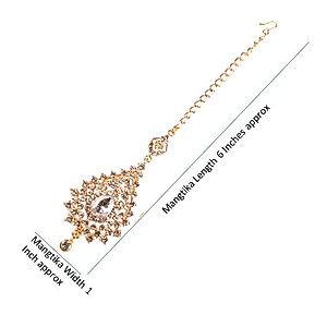 NEW! Touchstone Indian Bollywood Traditional Filigree Attractive Bridal Rhinestone Studded Look Designer Jewelry Mangtika Head Accessory In Gold Tone For Women.