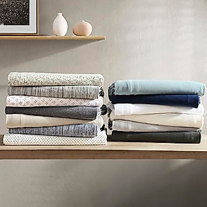 Brielle Home Jersey Knit Cotton Sheet Set - Breathable, Soft, T-Shirt Fabric - Heather Taupe, Queen