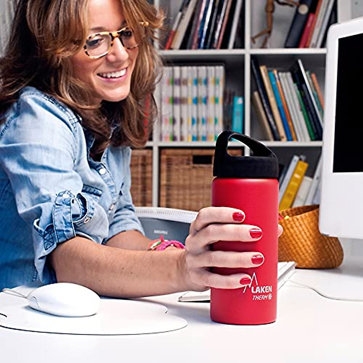 Laken Thermo Classic Vacuum Insulated Stainless Steel Wide Mouth Water Bottle with Screw Cap, 17 Oz, Silver