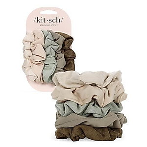 Kitsch Scrunchies for Women's Hair - Assorted Hair Scrunchies | Large Hair Ties for Women | Hair Tie Scrunchies for Girls | Cute Scrunchie | Hair Bands & Ponytail Holders, 5pc (Eucalyptus)