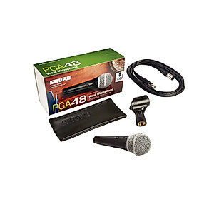 Shure PGA48 Microphone Bundle with MIC Boom Stand and 1/4" Cable