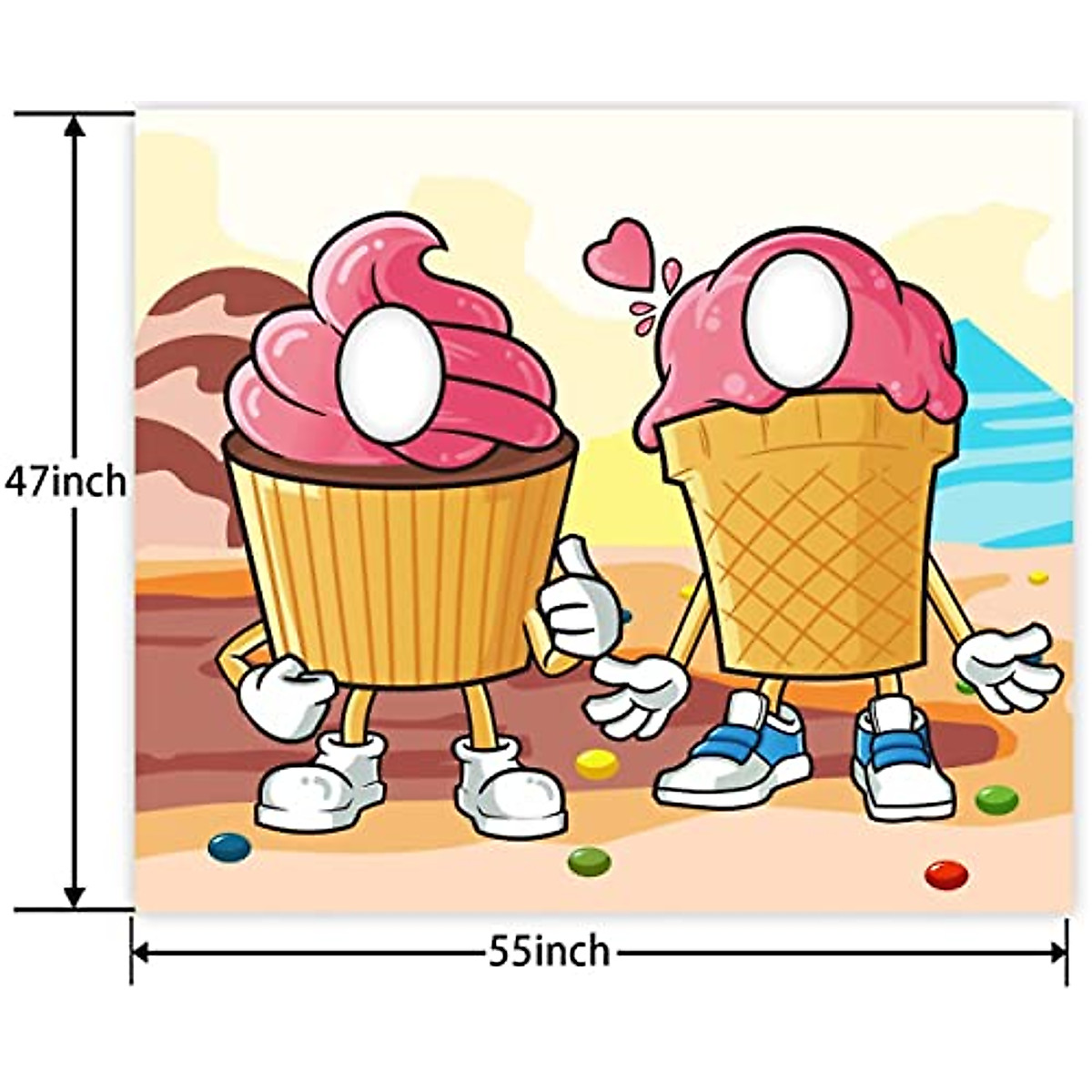 Ice Cream Banner Backdrop Pretend Play Party Game Frozen Dessert Theme Decorations Decor for National Vanilla Ice Cream Day 1st Birthday Party Supplies Photo Booth Props Favors Background Flag