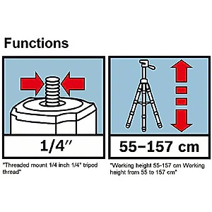 Bosch Professional Tripod for Lasers and Levels BT 150 (Height: 55-157 cm, Thread: 1/4")
