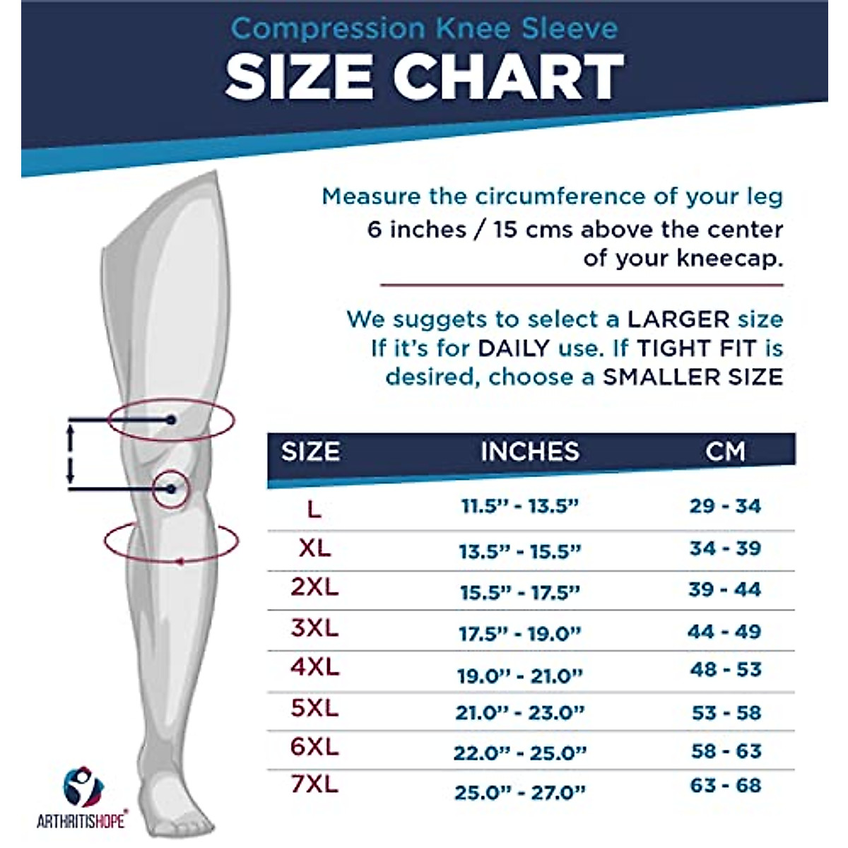 ArthritisHope Knee Compression Sleeve for Men and Women - Compression Brace for Meniscus, Arthritis Pain Relief & Joint Support. Boosts Circulation, Offers Comfort & Stability. Expanded Sizes for Plus-Sized Thighs & Large Legs (Purple, 6XL)