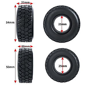 RCLIONS 4pcs Rubber Micro 1" RC Wheel Tyres Tires with Foam Insert for All 1/24 Axial SCX24 AXI00001,AXI00002,AXI90081 Deadbolt RC Crawler Truck Car (50mm)