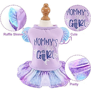 Yikeyo Dog Clothes Girl Dog Dress Small Dogs Puppy Dresses Pet Dress Shirt Female Yorkie Chihuahua Cat Apparel Birthday Party Costume Mermaid Princess Outfit(Purple，M)