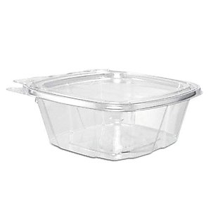 Dart CH12DEF 12 oz Tamper-Resistant Clear Hinged Container with Flat Lid (Case of 200)