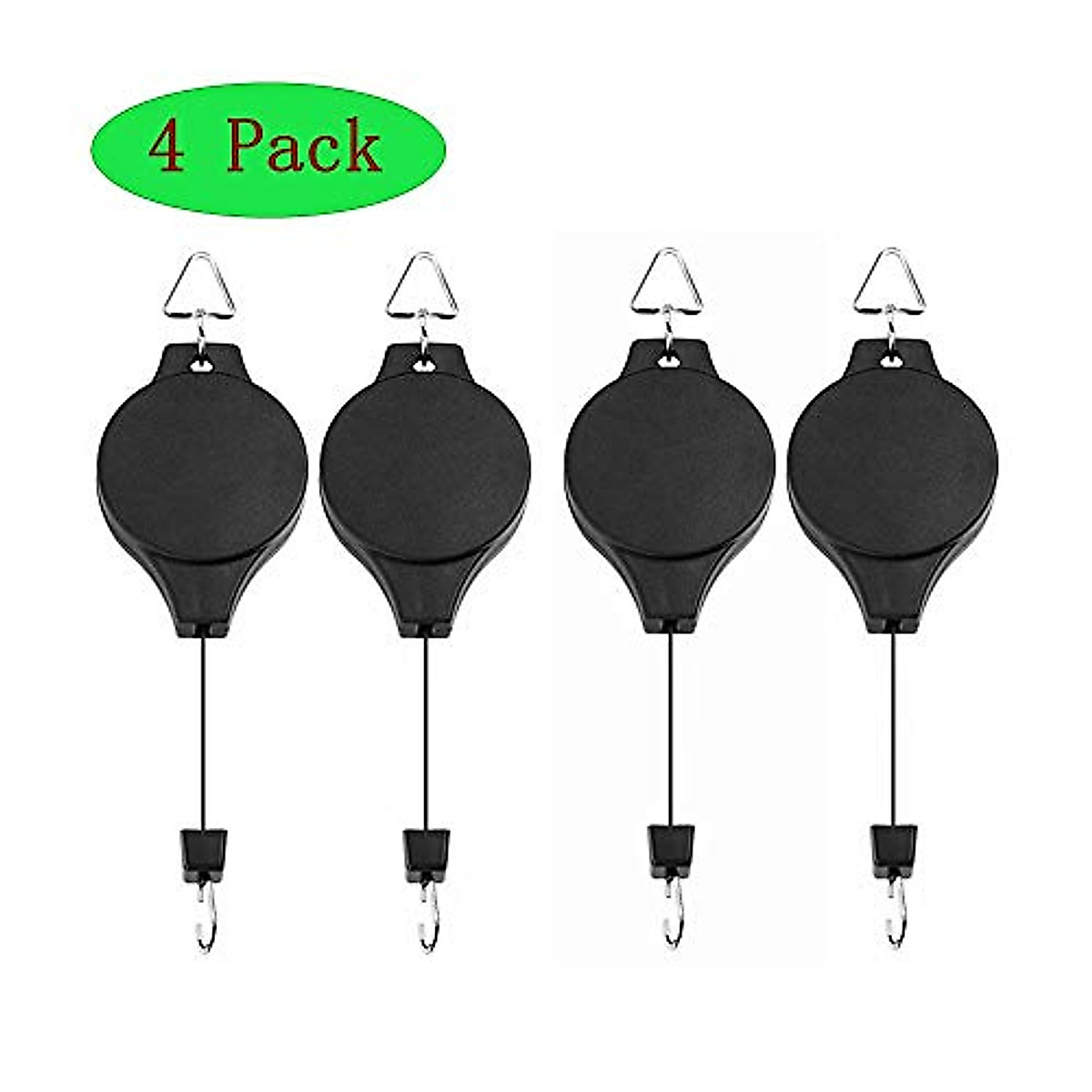 Lythor 4 Pack Plant Hook Pulley, Retractable Plant Hanger Easy Reach Hanging Flower Basket for Garden Baskets Pots and Birds Feeder Hang High up and Pull Down to Water Or Feed