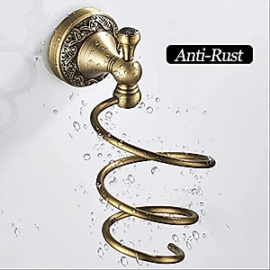Leyden Antique Brass Hair Dryer Holder,Retro Blow Dryer Holder Hanger Rack Spiral Bathroom Accessories,Hair Care Tools Organizer Wall Mounted