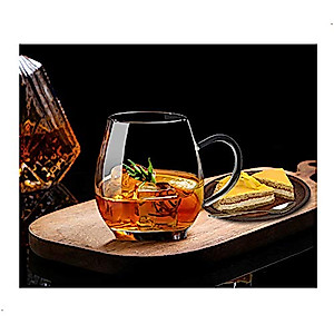 Sun's Tea Ultra Clear Glass Tea Mug | Coffee Mug 16 oz (470 ml) | Borosilicate - Glasses w Big Handle | Simple and Elegant | Microwave Safe | Pure Glass