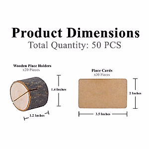 Mandala Crafts Wood Place Card Holders for Table - Wooden Card Holder for Wedding Gift Table Photos Name Tags - 20 Rustic Wood Table Number Holders 30 Cards