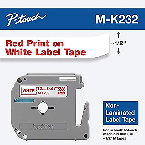 Brother Tape Cartridges 0.47 IN x 26.2 ft Wide Red On White (MK232) - Retail Packaging
