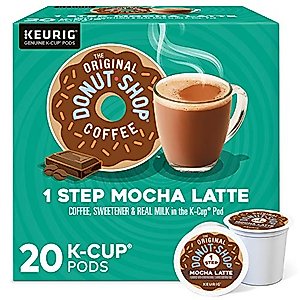 The Original Donut Shop Mocha Latte, Single-Serve Keurig K-Cup Pods, Flavored Coffee Pods, 20 Count
