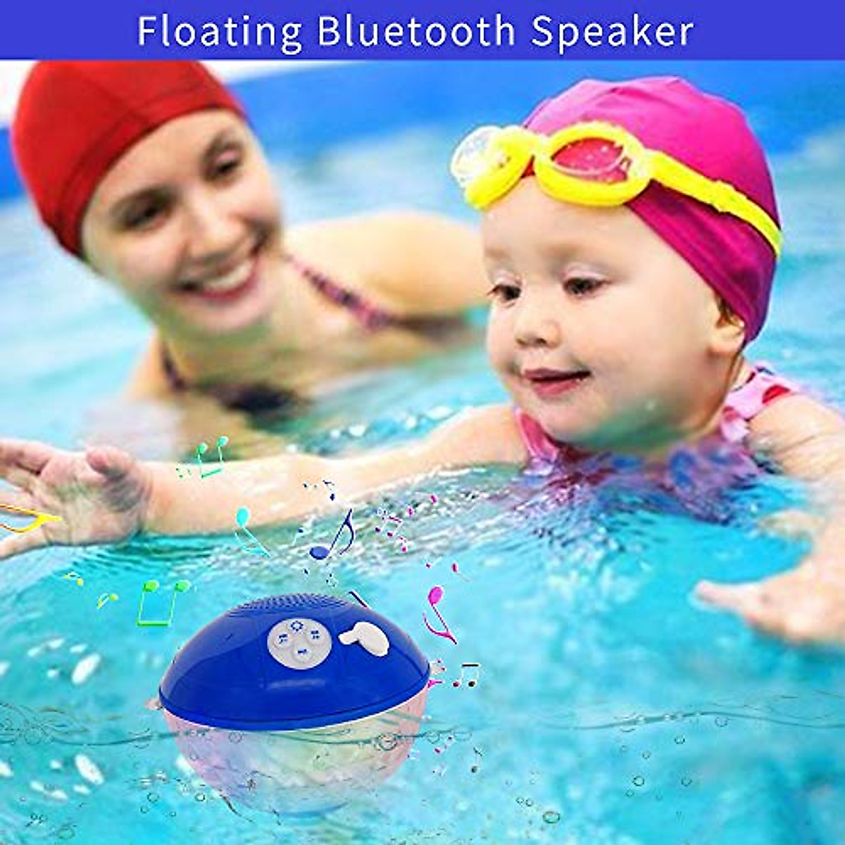 Bluetooth Speakers with Colorful Lights, Portable Speaker IPX7 Waterproof Floatable, Built-in Mic,Crystal Clear Sound Speakers Bluetooth Wireless 50ft Range for Home Shower Outdoors Pool Travel