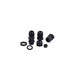 100pcs PG11 Waterproof Cable Gland Connector Black Plastic Adjustable IP68 M18 Thread Cable Gland with Locknut Rubber Ring for 5-10mm Wire