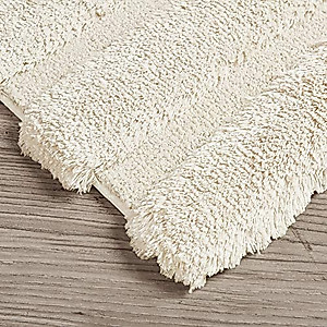 Madison Park Tufted Pearl Channel Absorbant Quick Dry - Washable Bath Mat , Casual Solid Shower Bathroom Rug, 21x34, Wheat