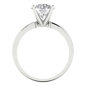 Clara Pucci 2 ct Round Cut Genuine Lab Grown Diamond VS1-VS2 14K White Gold Solitaire Bridal Wedding Engagement Designer Ring size 7.5