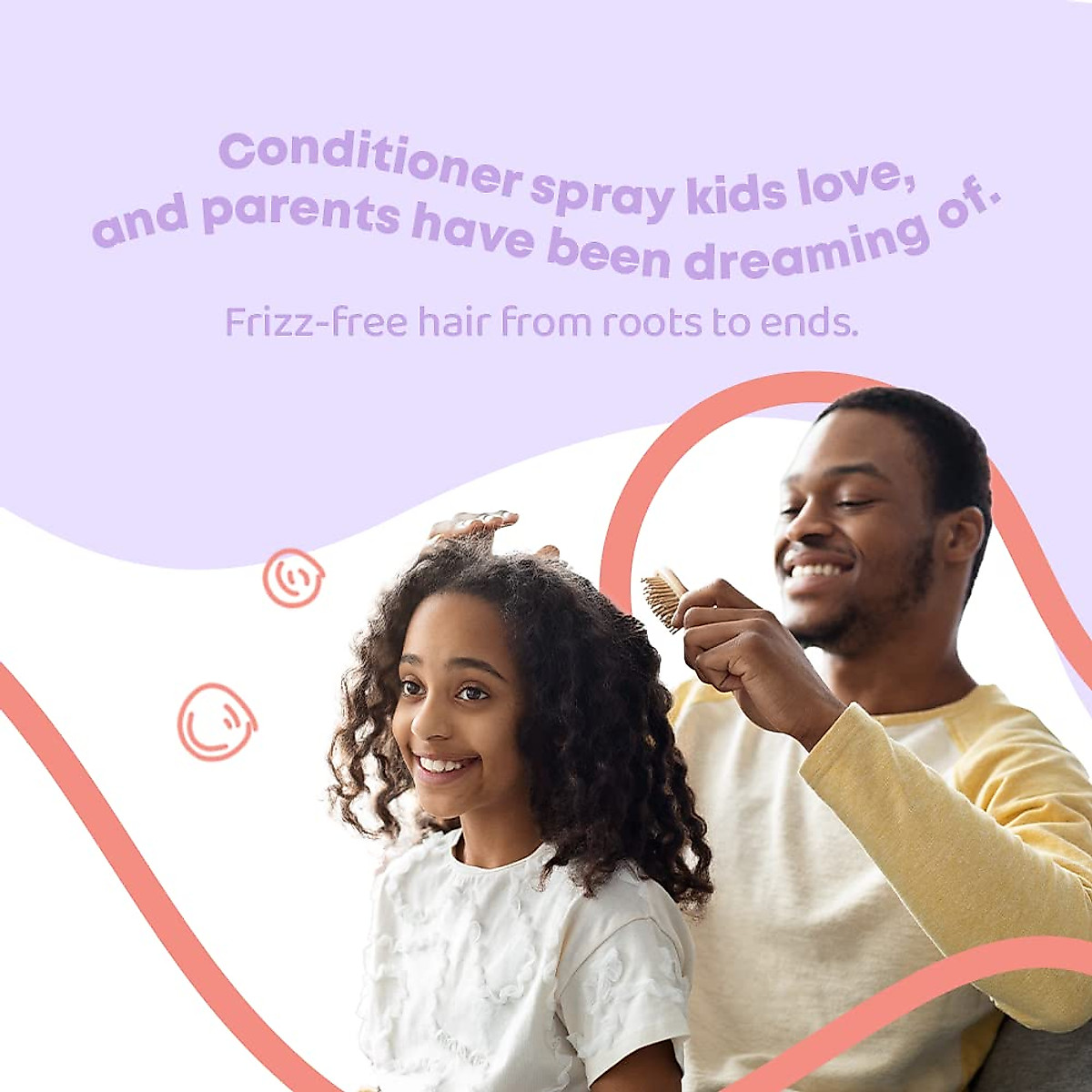 JoySpring Detangle Spray for Kids - Natural Conditioner & Detangler Spray with Argan Oil & Apricot - Curly Hair Detangling Spray (8 oz)