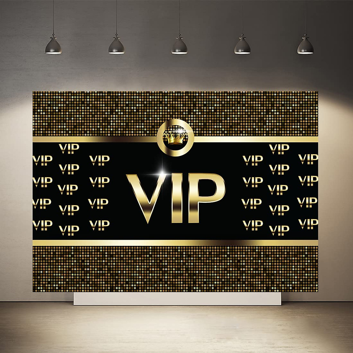 Withu VIP Party Backdrop Crown Black Gold Star Mimetic Show Graduation Birthday Red Carpet Event Photo Studio Backgrounds Celebrity Movie Award Ceremony Banner Props