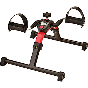 NOVA Medical Products Pedal Exerciser with Digital Display Tracker, Foldable Hand and Foot Cycle Exerciser, Great for Home, Office or Travel, Red
