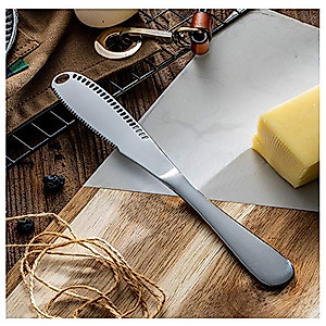 HAHAYOO The Better Butter Spreader Knife, Butter Knife Spreaders, Stainless Steel Butter Knives Curler, Butter Knifes for Cold Butter Slicer with Holes, Butter Grater, 3 in 1 Kitchen Gadgets Serrated