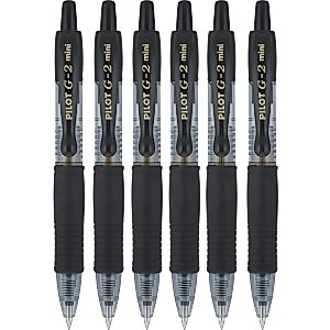 PILOT G2 Mini Premium Retractable Gel Roller Pen, Fine Point, 0.7mm, Black Ink, 6 Count