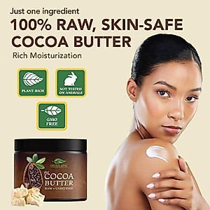 Cocoa Butter Raw Unrefined | Pure Ingredients | Body Moisturizer | Hydrate, Nourish & Soften Your Skin | Restore & Repair | Body Butter for Women & Men, All Skin Types 8 oz