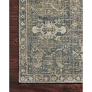 Loloi Chris Loves Julia Rosemarie 7'-10" x 10' Area Rug in Sand/Lagoon - Classic No-Shed Area Rug, Soft Living Room Rug, Antique Inspired Modern Rug for Living Area, Bedroom, Dining Room