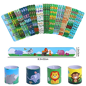 48 PCS Slap Bracelets Wristbands for Jungle Safari Party Favors, Safari and Jungle Theme Party Decoration Tools