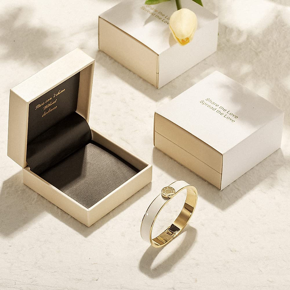 CIUNOFOR Enamel Bracelet for Women Vintage Pop-Art Colorful Cuff Bangle Stainless Steel Gold Plate Tone Wide Band Handmade for Unisex Adult Jewelry (Moonstone)