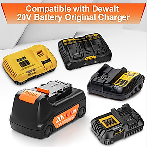 SUnMilY Upgraded 4Pack 6.0Ah Replacement for Dewalt 20V Max Battery Compatible with Dewalt 20V Battery DCB200 DCB201 DCB204 DCB206 DCD/DCF/DCG/DCS Series Cordless Power Tools