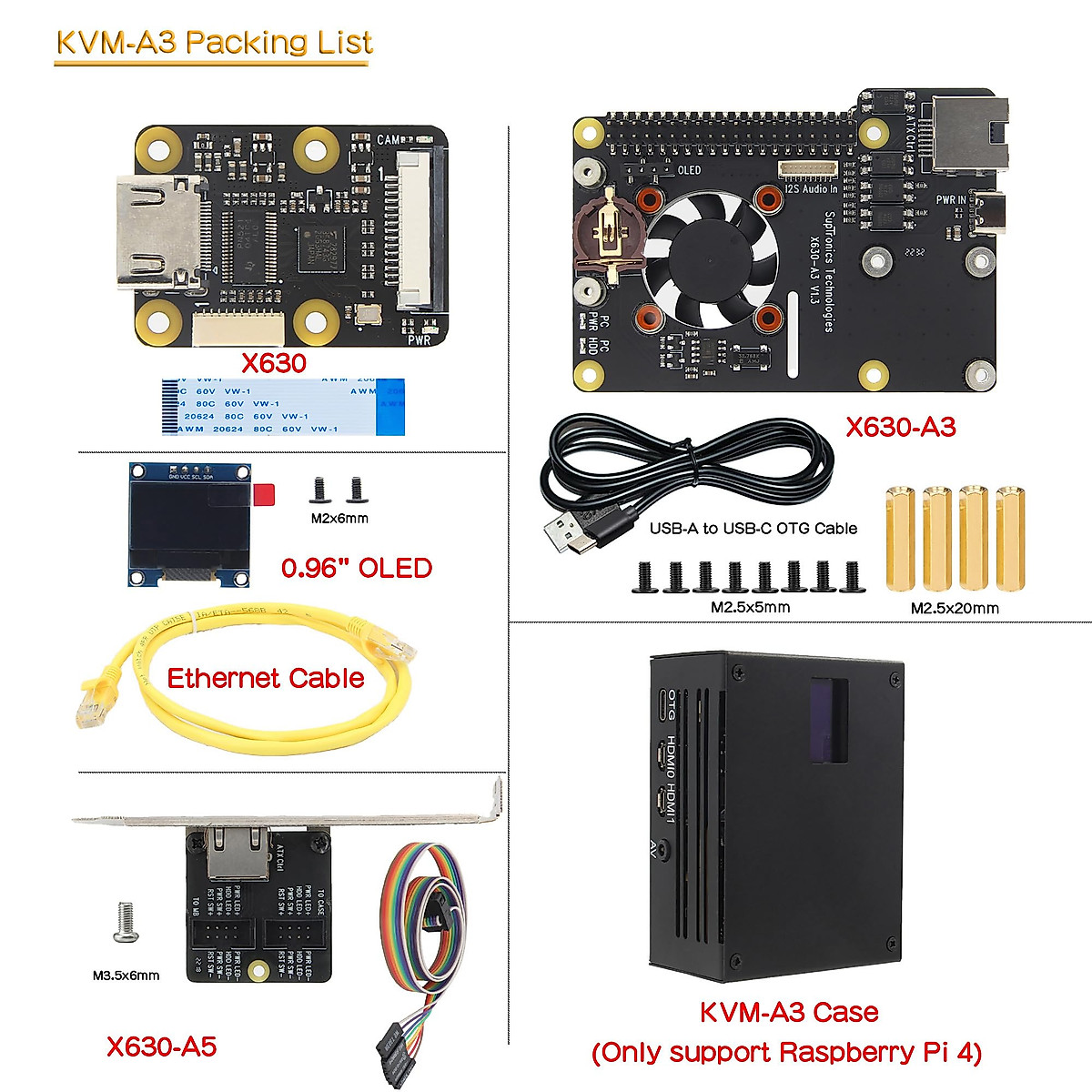 Geekworm KVM-A3 Kit for Raspberry Pi 4 Open Source KVM Over IP (Not Include Raspberry Pi 4)