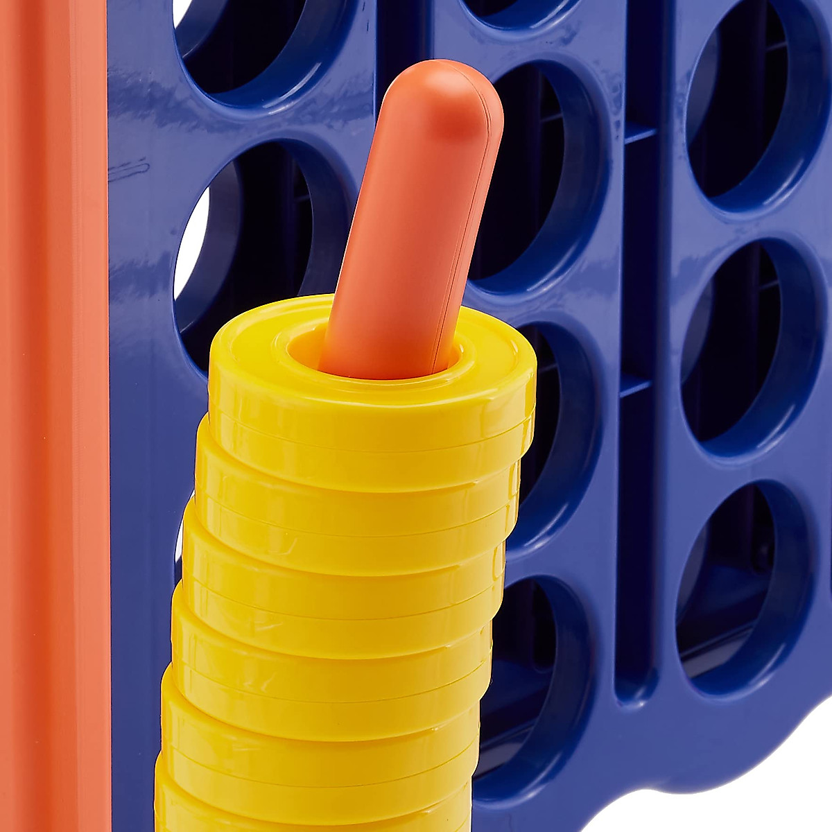 Amazon basics Giant BPA-Free 4-In-A-Row Premium Plastic Game Set with Carrying Bag, Great for Gifting, Blue, Yellow, Red, Green