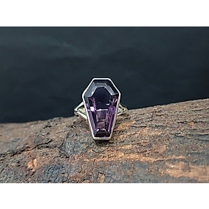 Royal Jewelry Hut Solid 925 Sterling Silver For Women Coffin Shape Ring for Halloween Engagement Gift for Her