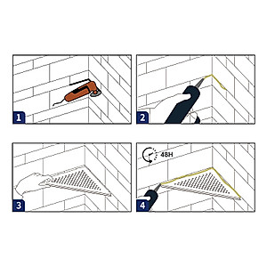 Bernkot 10'' Corner Shower Shelf w/Soap Holder, 304 Stainless Steel Grout in Shelf for Bathroom, Recessed Shelf Rack for Tiled Wall, No Drilling Needed (Black)