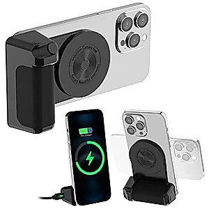 Magnetic Camera Handle, Magnetic Camera Handle Bluetooth Bracket, Smart Phone Handle, with Magsafe Bluetooth Wireless Camera Shutter, Suitable for iPhone Samsung Android Vlog Photo and Video Shooting